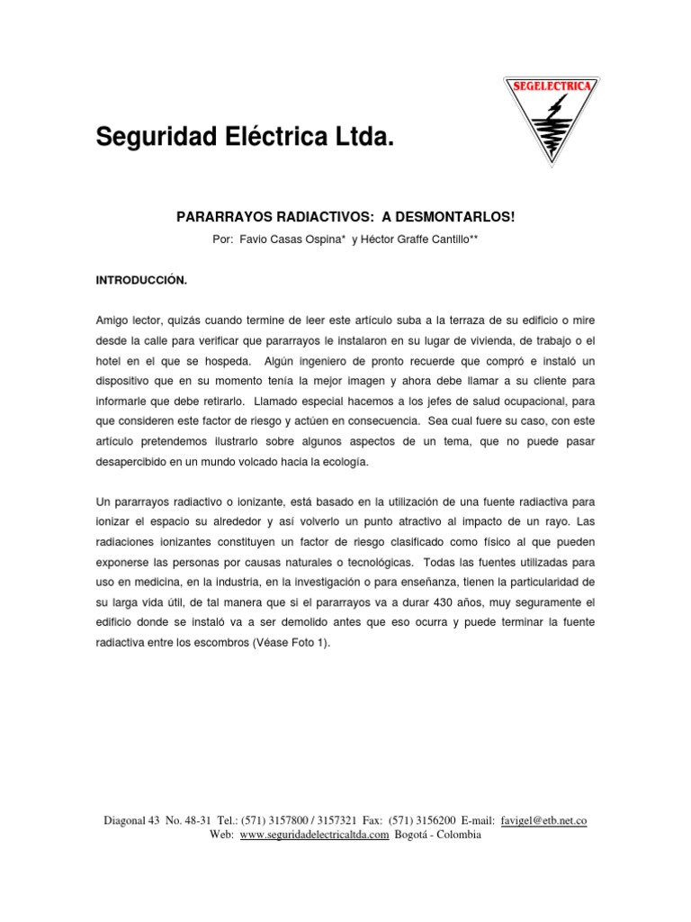 Pararrayos Radiactivos PDF | PDF | Ionización | Átomos
