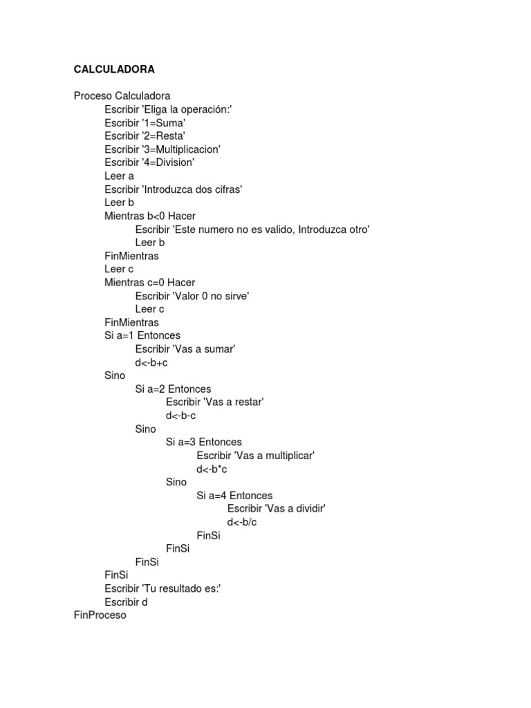 Calculadora Pseint | PDF