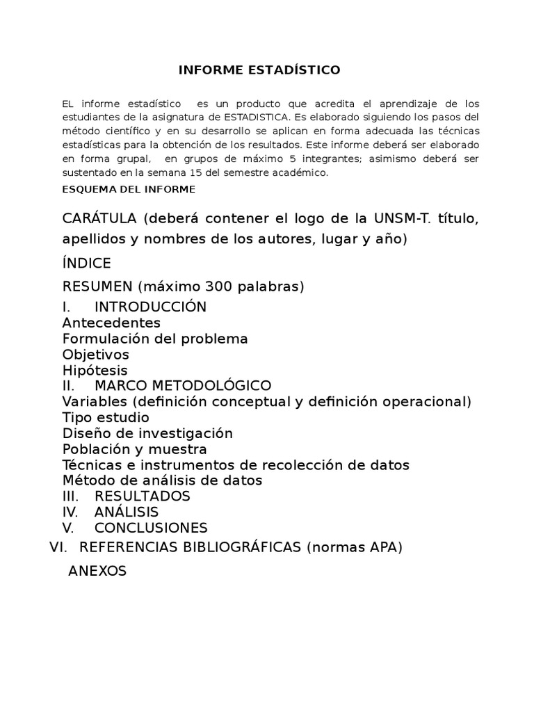 Informe Estadistico | PDF
