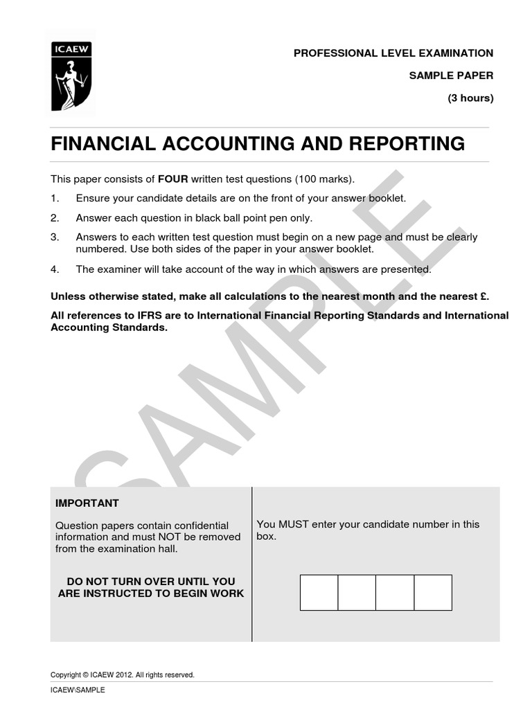 PL Financial Accounting and Reporting Sample Paper 1 | PDF | Goodwill ...