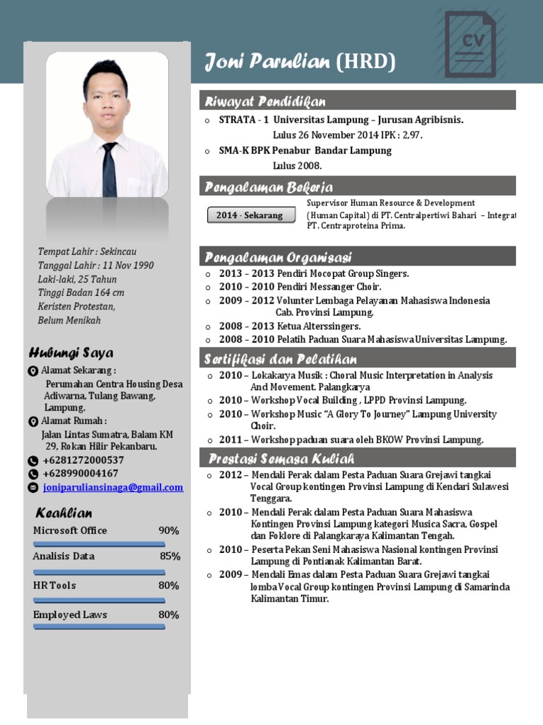 CV Joni Parulian | PDF