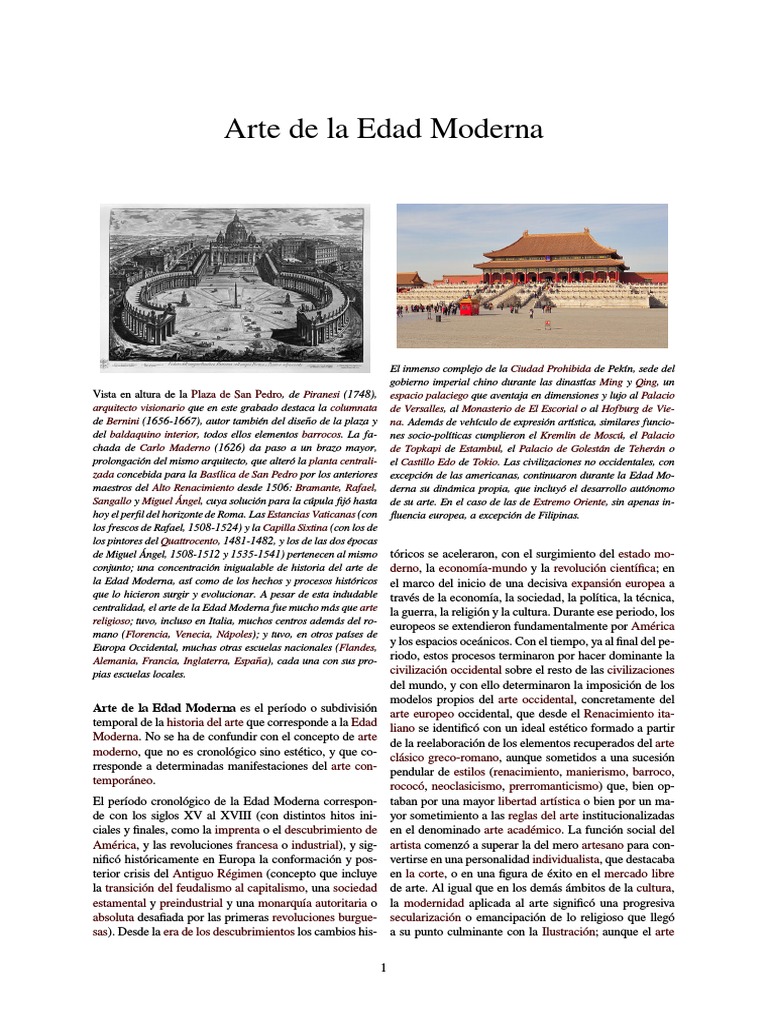 Arte de La Edad Moderna | PDF | Período moderno temprano | Renacimiento ...