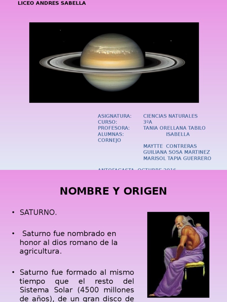 Características y origen de Saturno | PDF | Saturno | Atmósfera