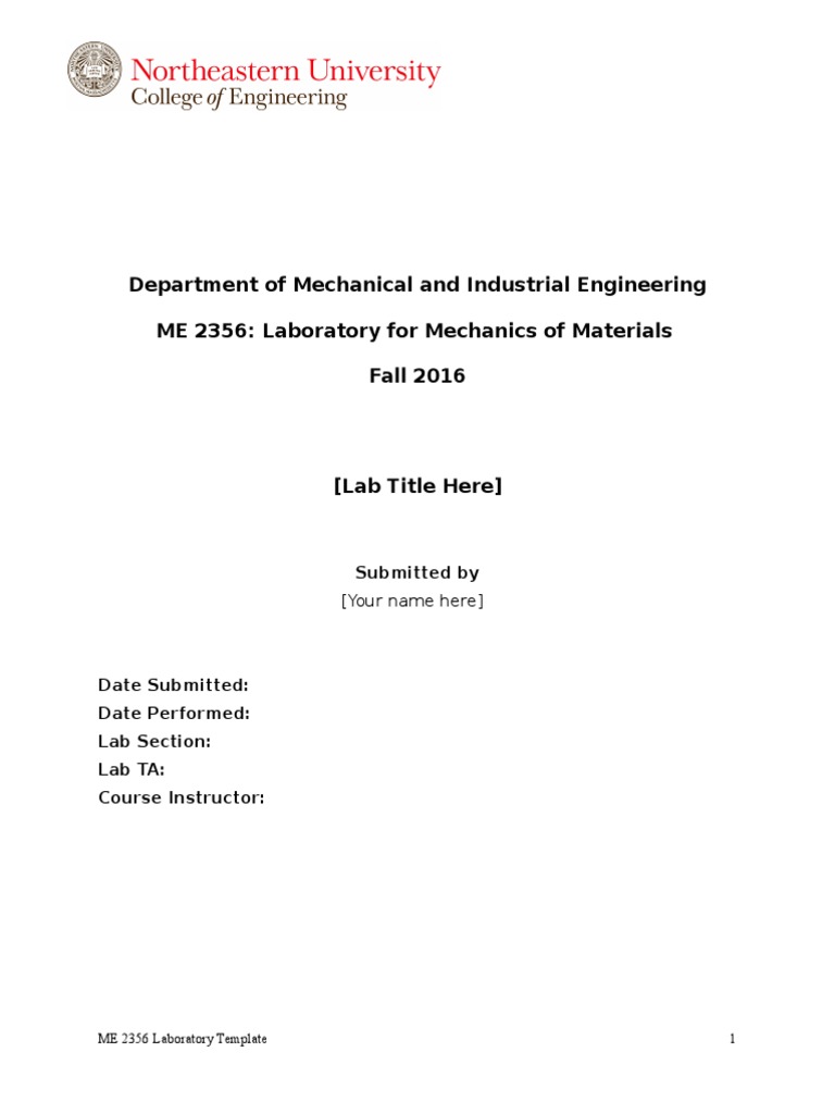 ME2356 LabReportTemplate Fall2016-1 | PDF | Experiment | Theory