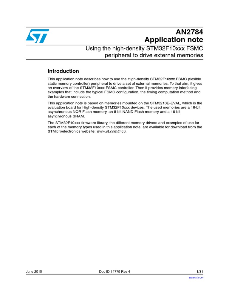 Stm32f10xxx Fsmc Controller Pdf Flash Memory Error Detection And Correction