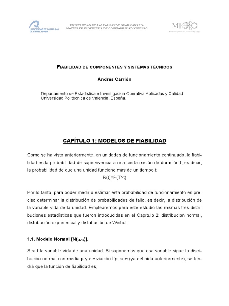 Fiabilidad de Componentes | PDF | Ingeniería de confiabilidad ...