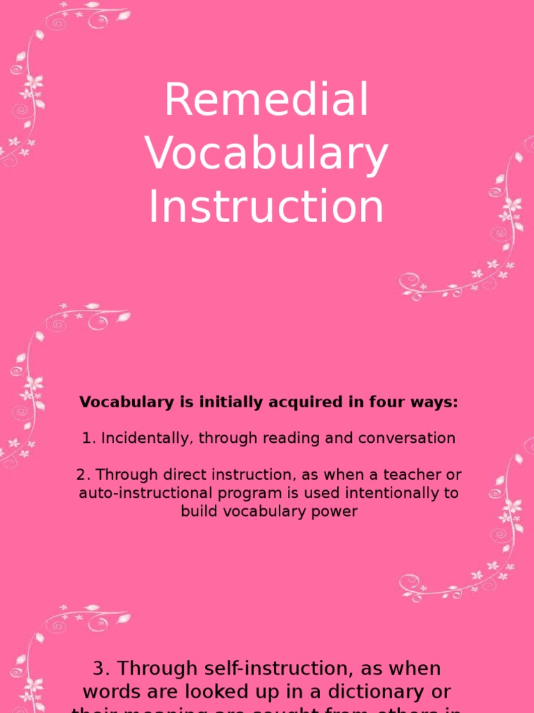 Remedial Vocabulary Instruction | PDF