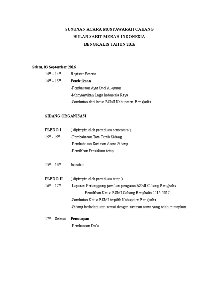 Susunan Acara Muscab | PDF