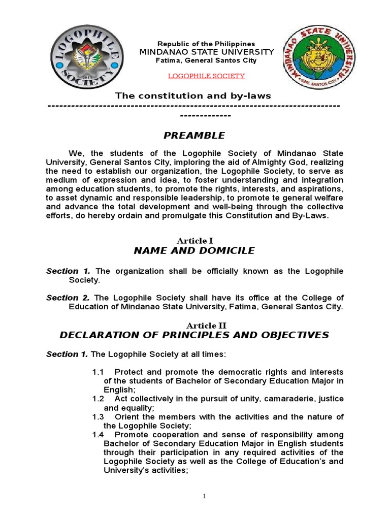 Constitution and By-Laws | PDF | Constitutional Amendment | By Law
