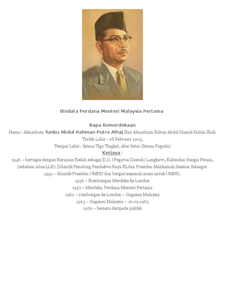 Biodata Perdana Menteri Malaysia | PDF