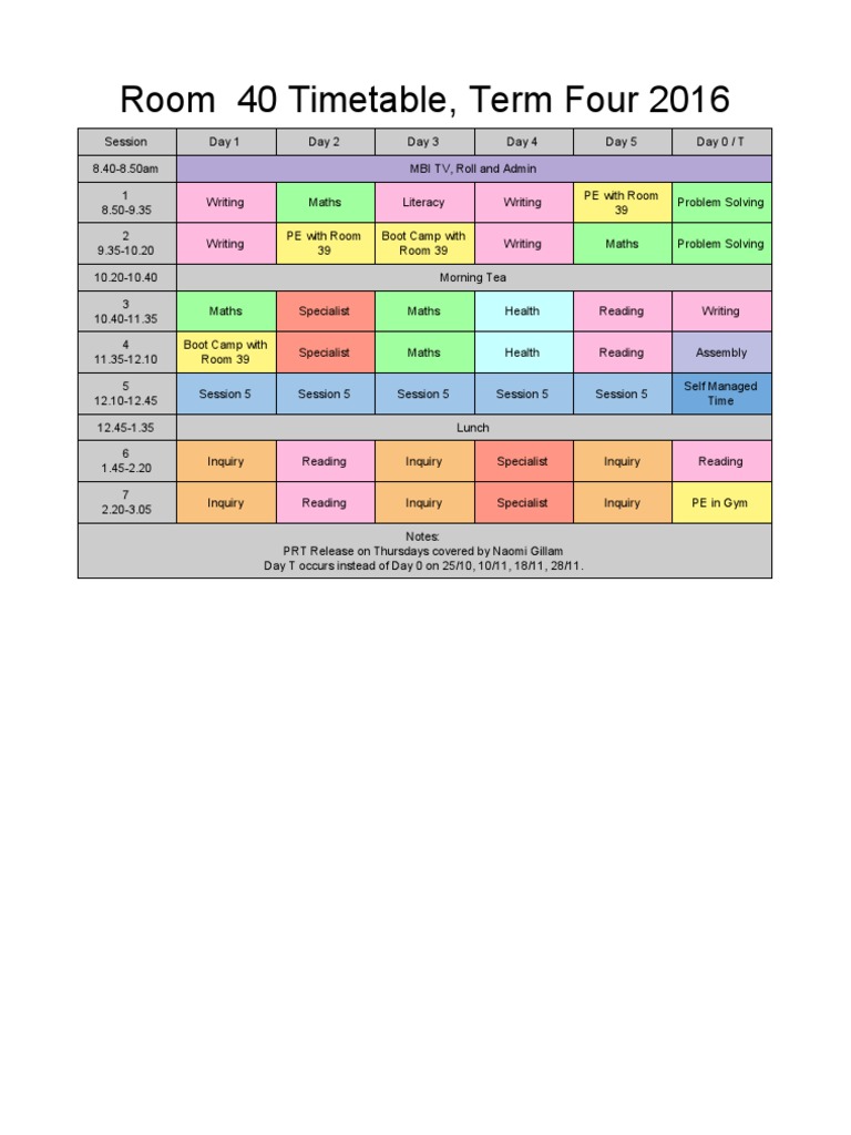 Term 4 Timetable | PDF