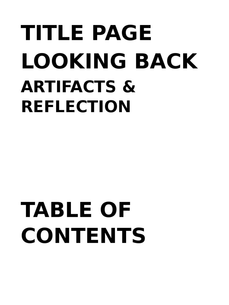 Title Page Looking Back: Artifacts & Reflection | PDF