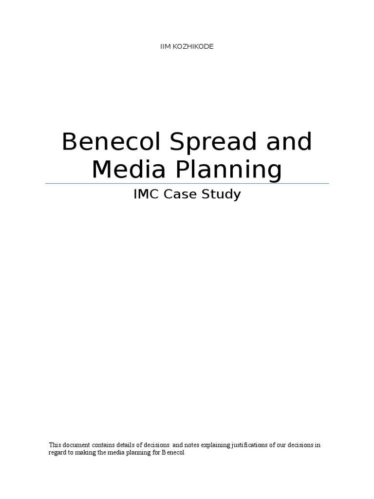 Benecol Spread and Media Planning: IMC Case Study | PDF