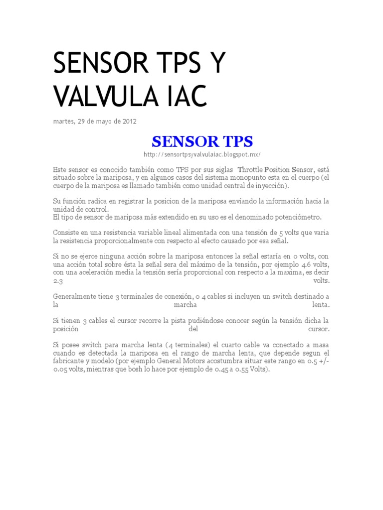 Sensor Tps y Valvula Iac | PDF | Acelerador | Sensor