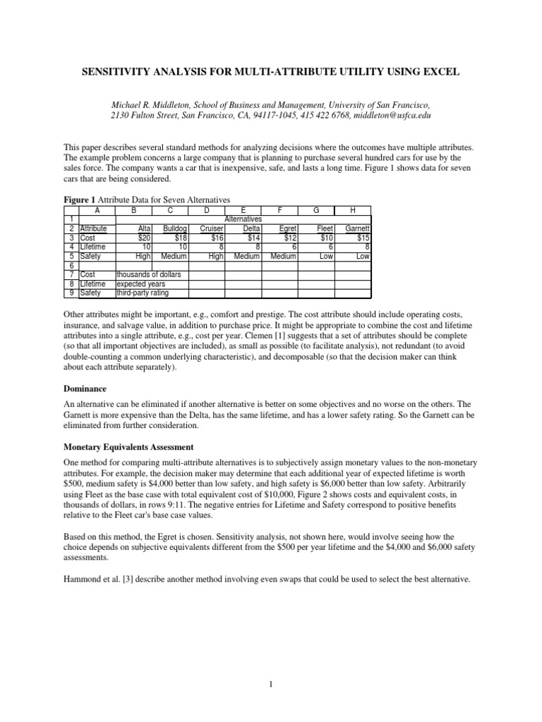 Multi Attribute Decision Analysis | PDF | Sensitivity Analysis ...