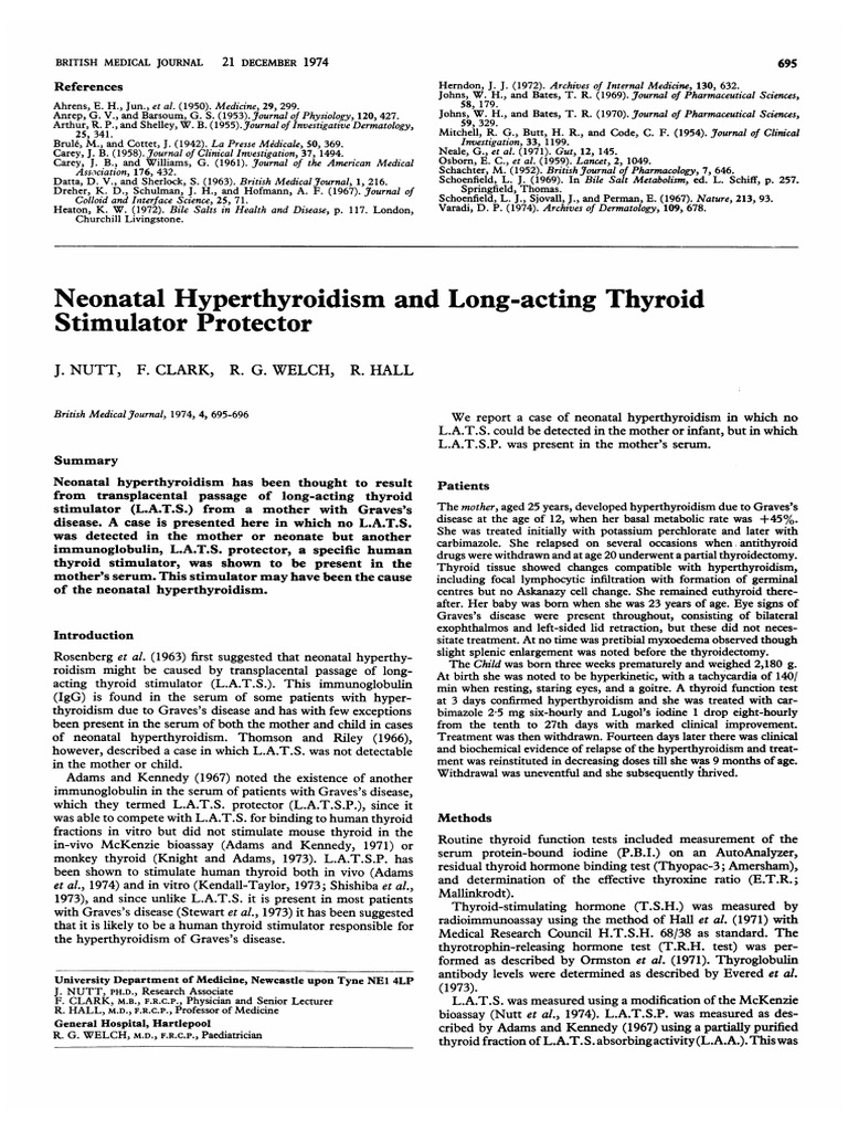 Hyperthyroidism Thyroid: Neonatal and Long-Acting Stimulator Protector ...
