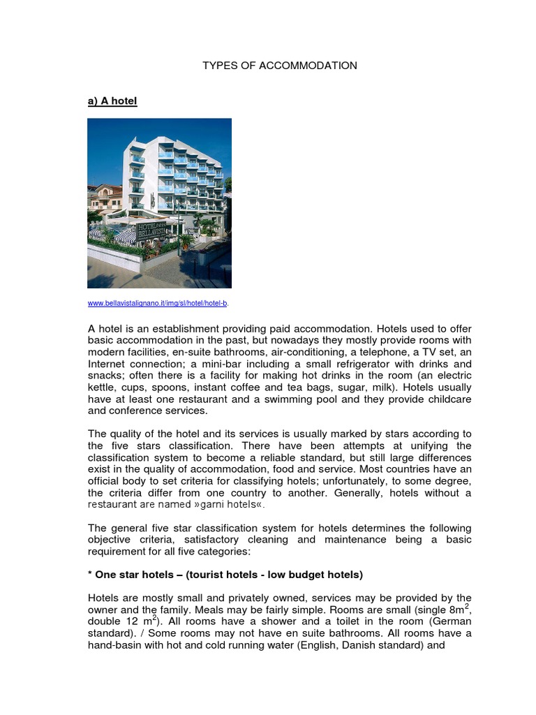 Types of Accommodation | PDF | Inn | Hotel