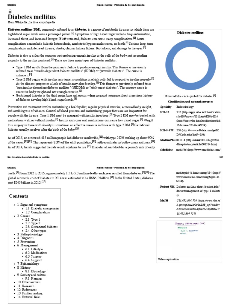 Diabetes Mellitus - Wikipedia, The Free Encyclopedia | PDF | Diabetes ...