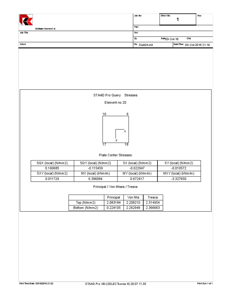 01 Plate Analysis Result Staad Pro Pdf Business