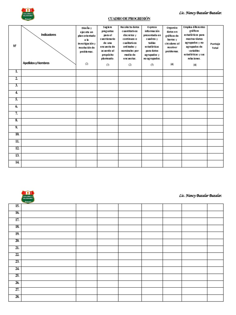 Cuadro de Progresión | PDF | Estadísticas