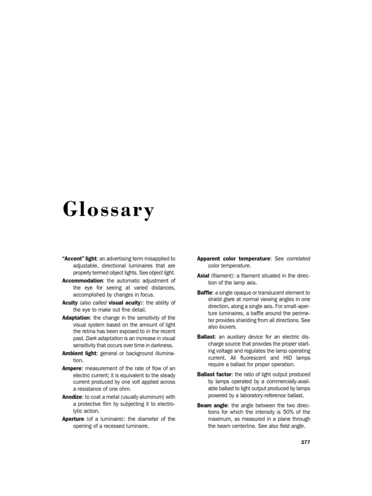 Lighting Design - Lighting Design Glossary | PDF
