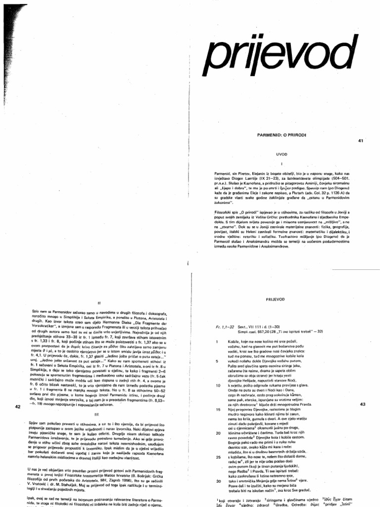Parmenid O Prirodi | PDF