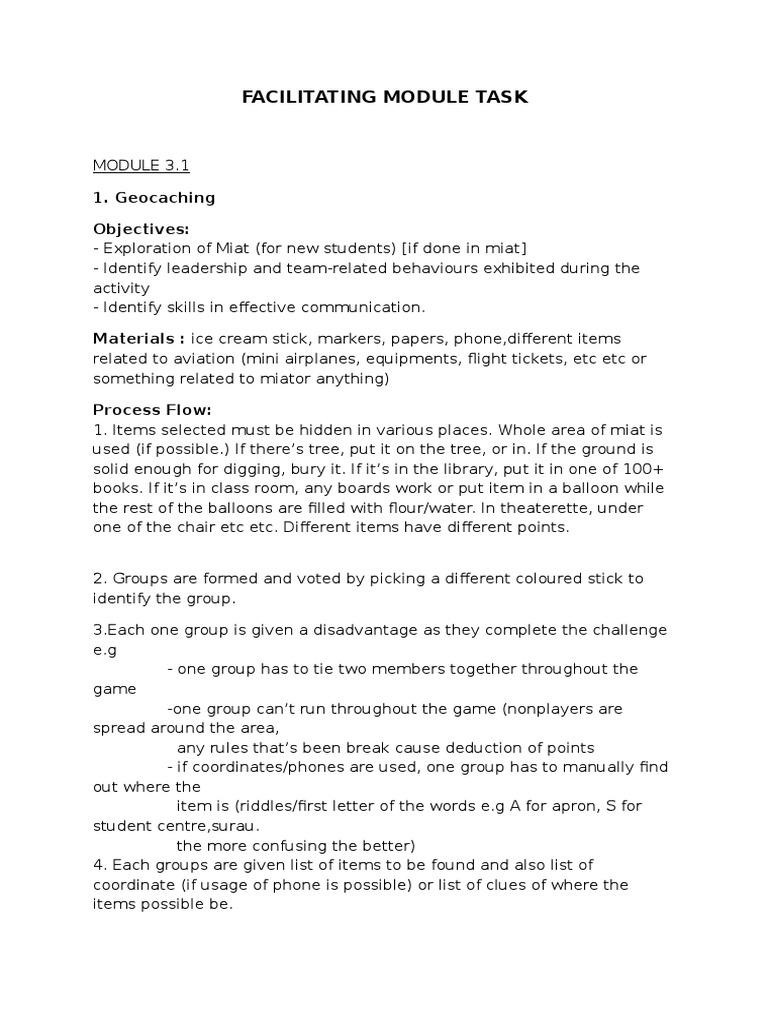 Facilitating Module Task | PDF