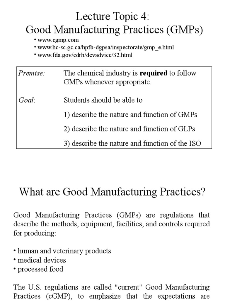 Current Good Manufacturing Practices (CGMP) 10 Principle's, 56% OFF