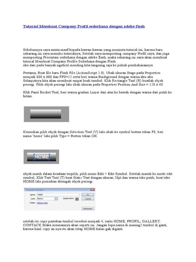 Tutorial Membuat Company Profil Sederhana Dengan Adobe Flash | PDF
