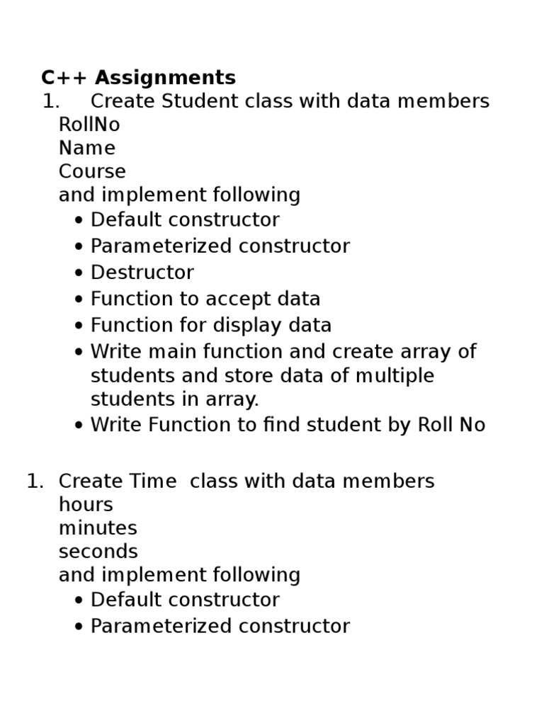 C Assignments Pdf Constructor Object Oriented Programming Programming