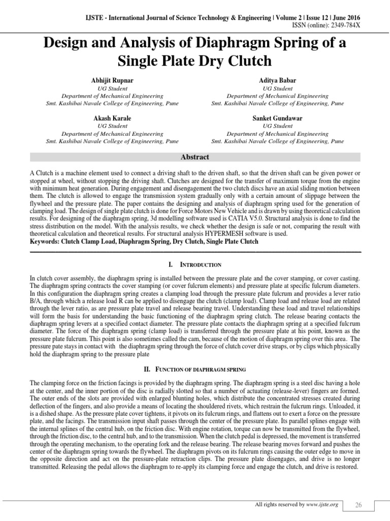 Diaphragm Spring Design for Clutch | PDF | Clutch | Mechanical Engineering