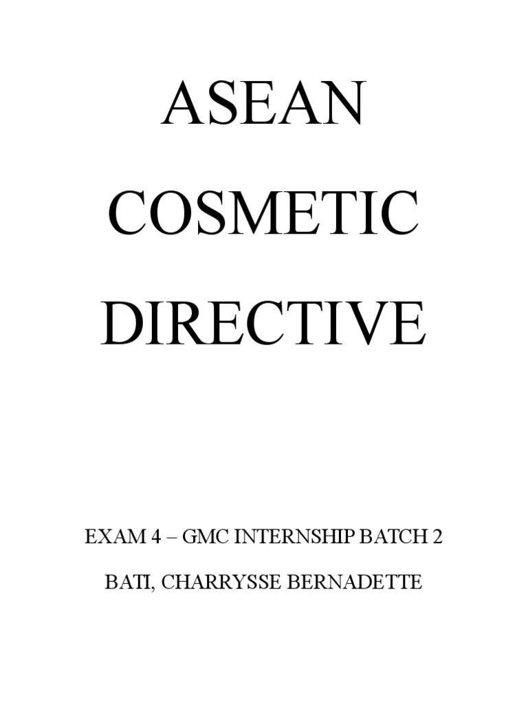ASEAN Cosmetic Directive Overview | PDF | Association Of Southeast ...