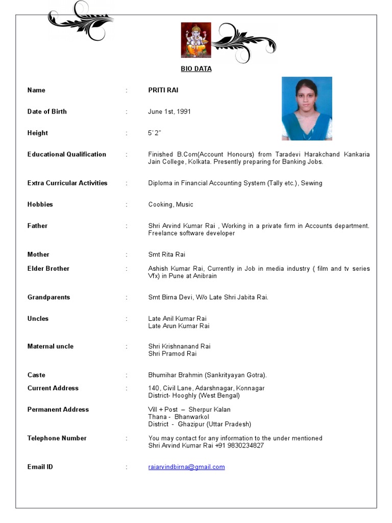 Priti Rai Biodata | PDF