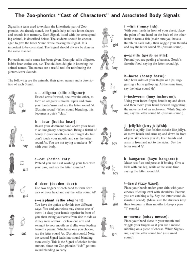 Zoo-phonics Signals for Kids | PDF | Language Arts & Discipline