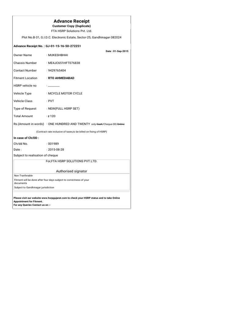 FTA HSRP So PDF