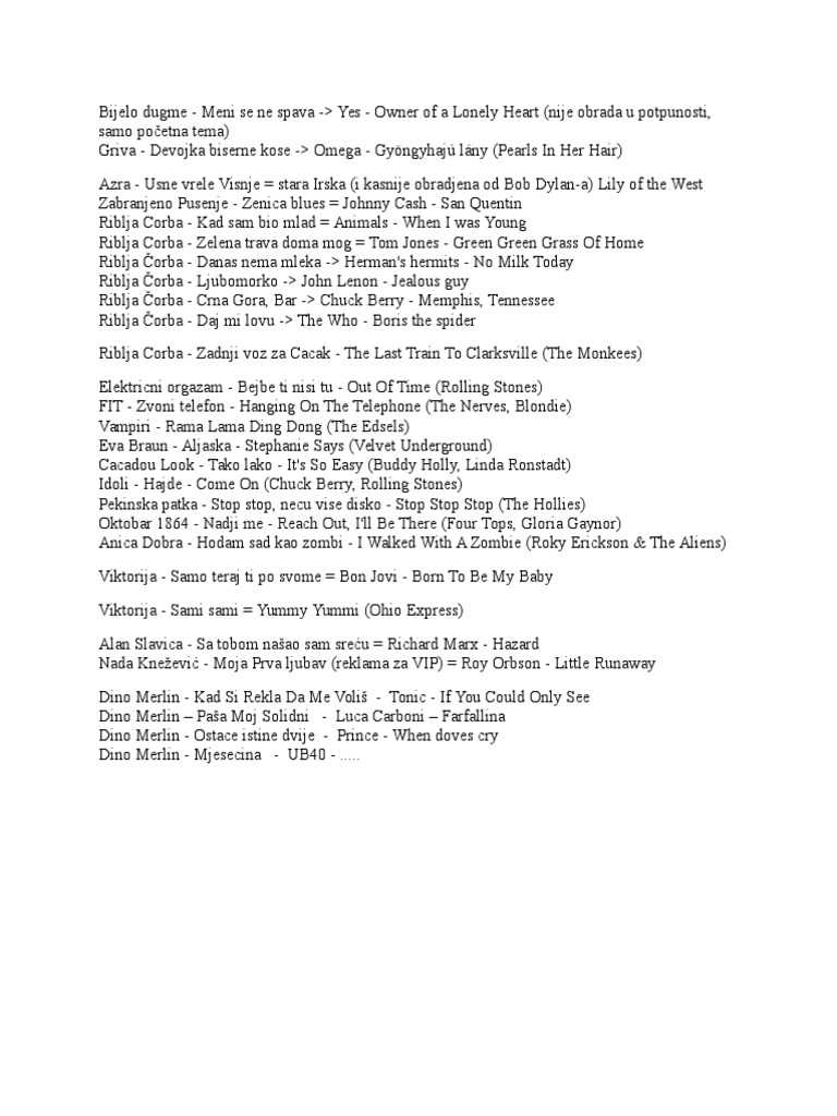 Pokradene Pesme Stranaca Od Strane Nasih | PDF