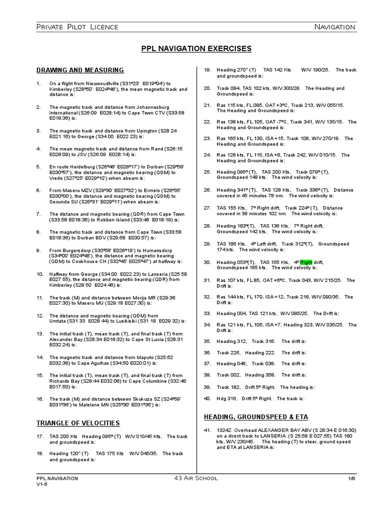 PPL Nav - Excercises - 07 | PDF | Runway | Sunset