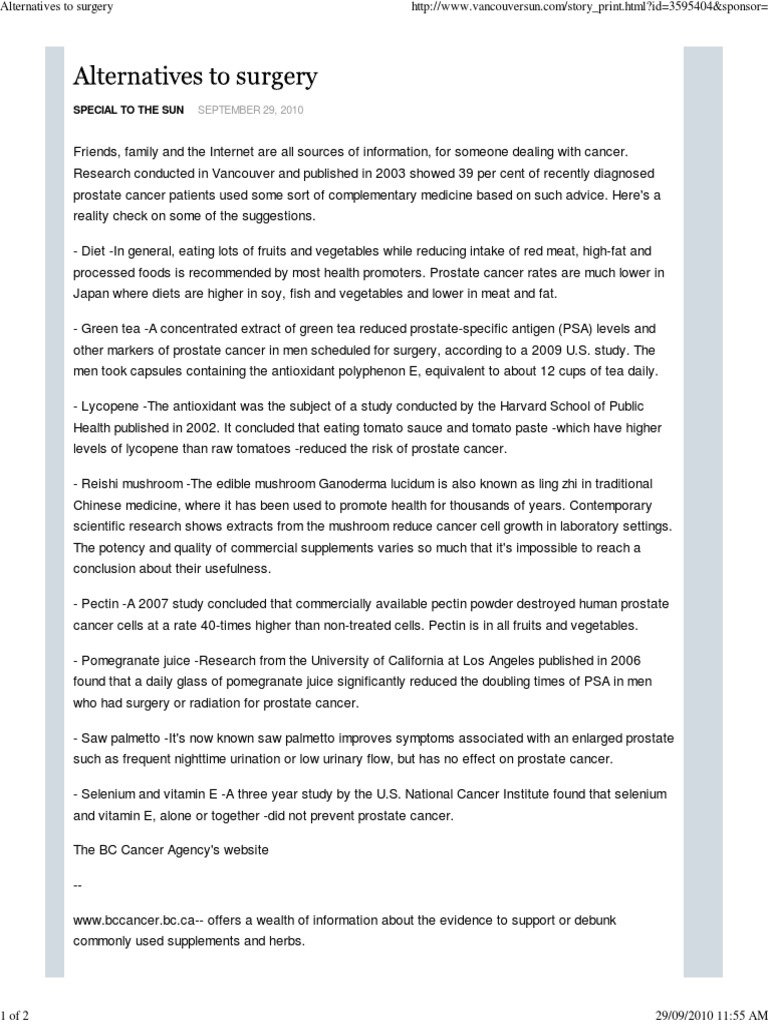 Alternatives Surgery | PDF | Prostate Cancer | Prostate Specific Antigen