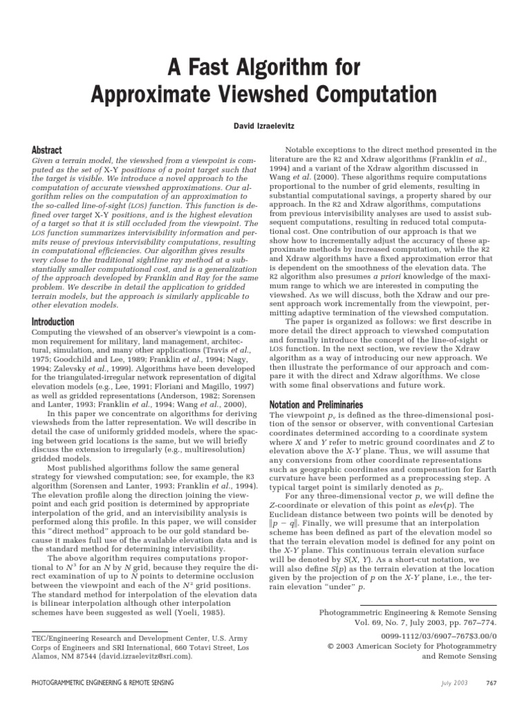 Viewshed Calculation Algo | PDF | Interpolation | Algorithms