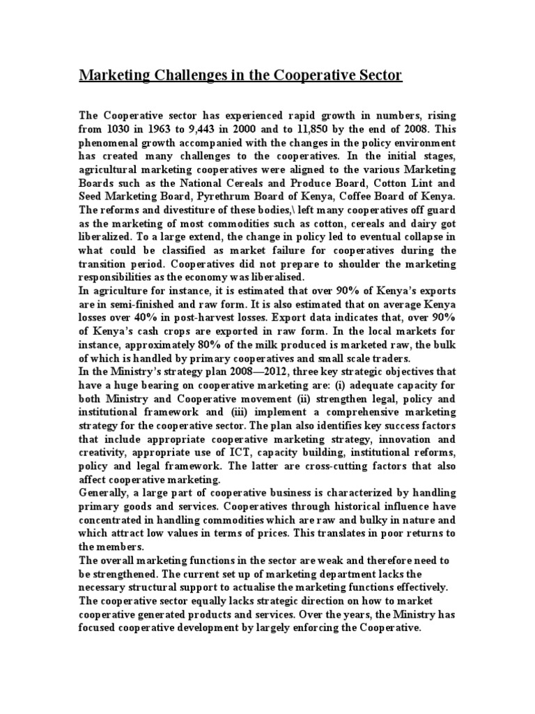 Challenges & Strategy of Co-Operative Marketing | PDF | Cooperative ...
