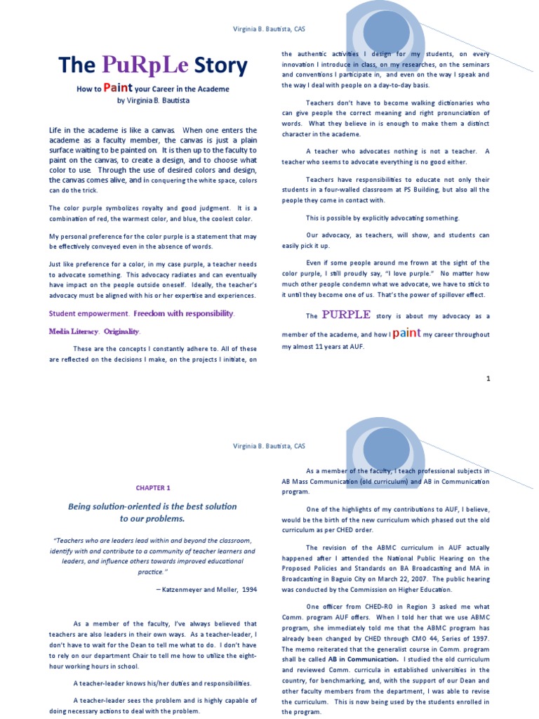 The Purple Story | PDF | Teachers | Curriculum