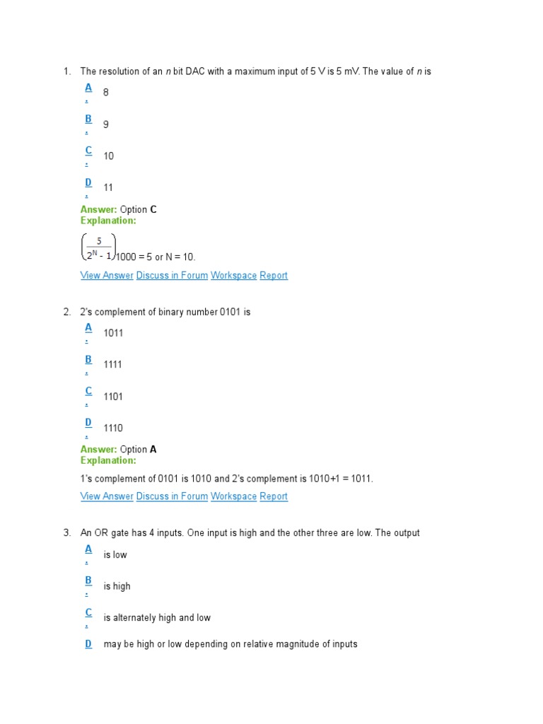A - B - C - D .: Answer: Explanation | PDF | Electronic Engineering | Electricity