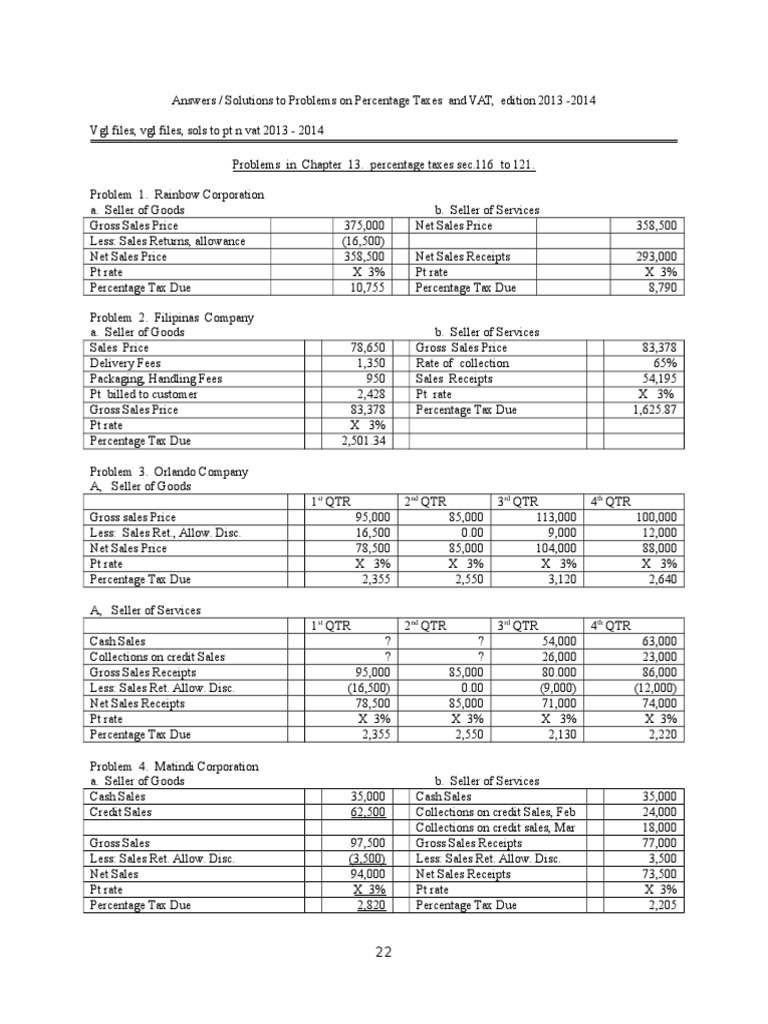 Bus Trans Taxes Key Solution PTVAT 2013 2014 | PDF | Value Added Tax ...