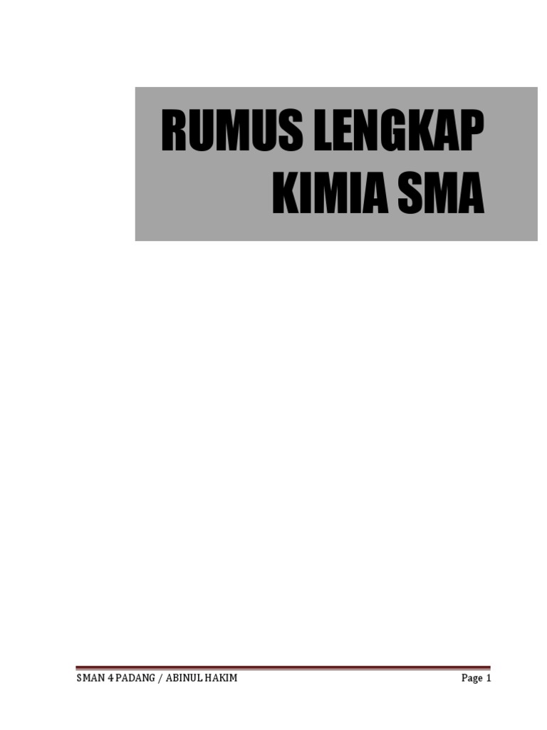 Rumus Lengkap Kimia SMA PDF | PDF