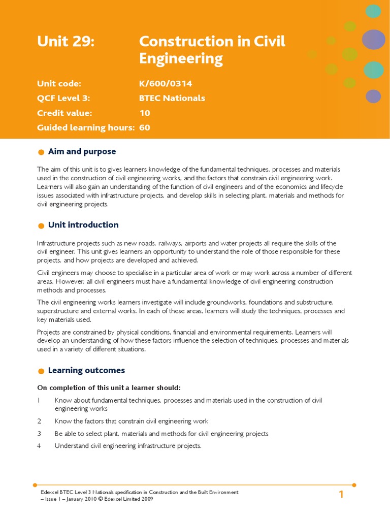 Unit 29 Construction in Civil Engineering | PDF | Engineering | Civil ...