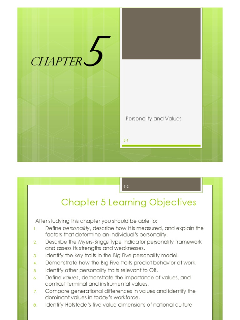 Chapter 5 - Personality Values | PDF | Extraversion And Introversion | Leadership