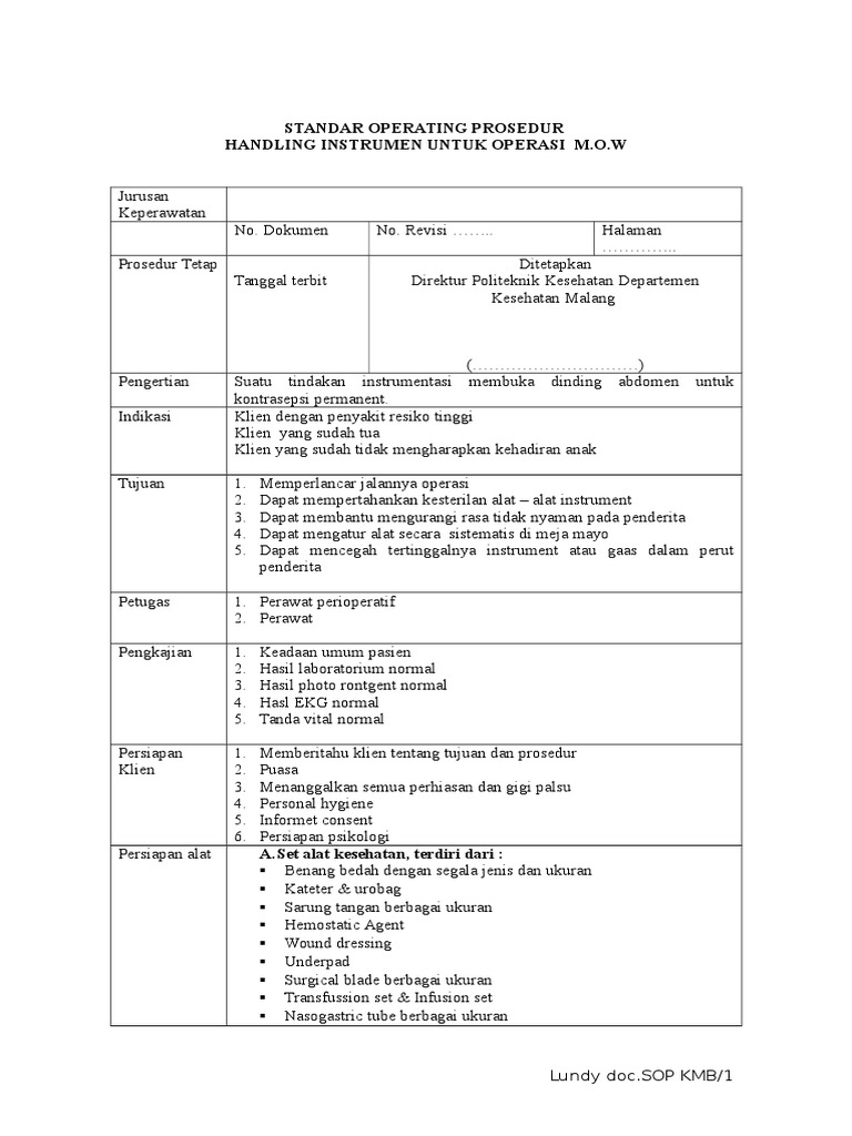 Prosedur MOW dalam Kebidanan | PDF | Kesehatan Holistik | Sains ...