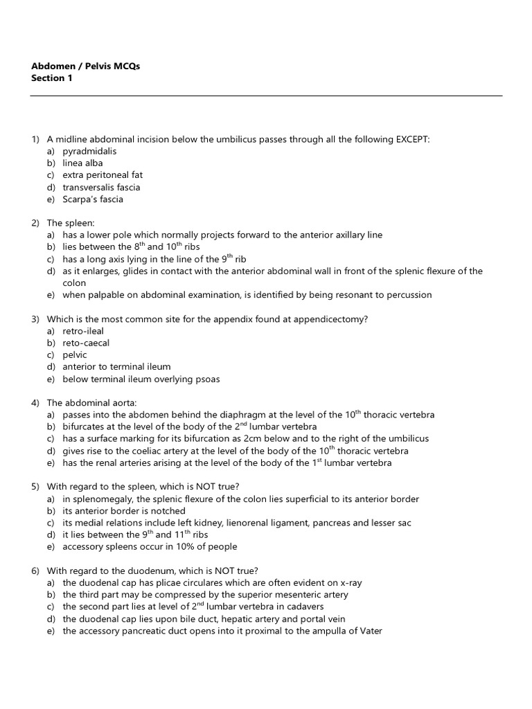 Abdo Pelvis Mcqs | PDF | Pelvis | Pancreas