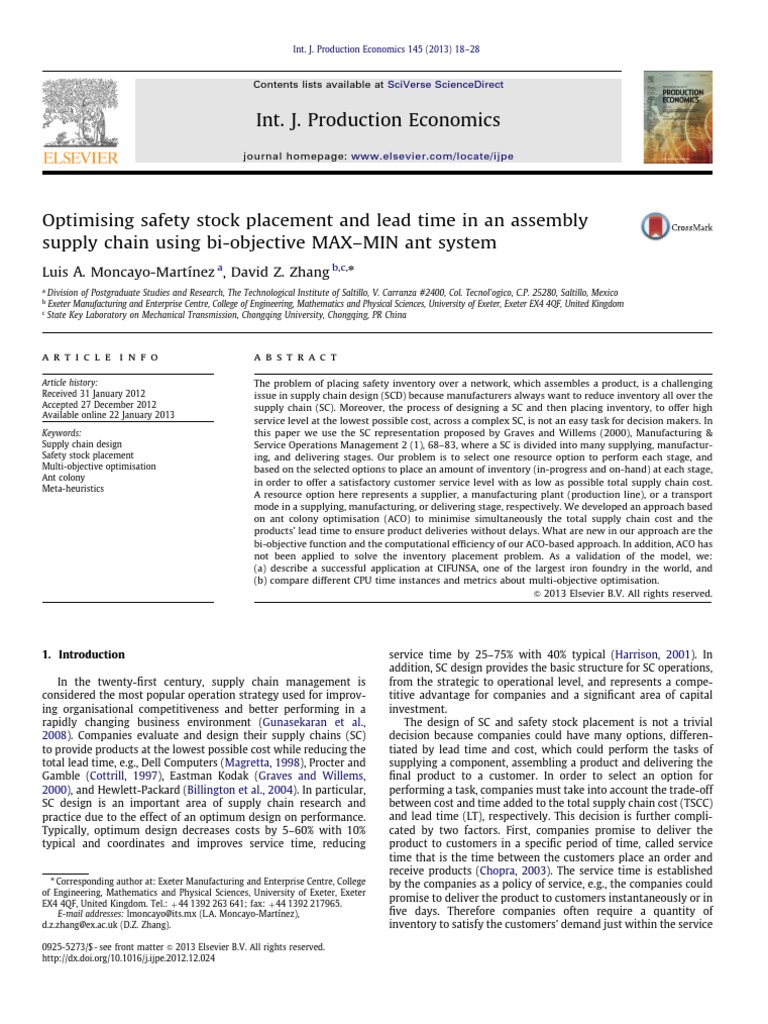 Optimisng Safety Stock | PDF | Teaching Mathematics | Science