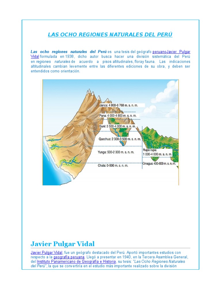 Las Ocho Regiones Naturales Del Perú | PDF | Ciencias de la Tierra ...